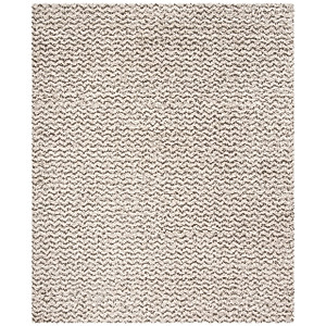 SAFAVIEH Hudson Shag Collection Area Rug - 8' x 10', Ivory & Grey, Chevron Design, Non-Shedding & Easy Care, 2-inch Thick Ideal for High Traffic Areas in Living Room, Bedroom (SGH330A)