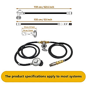 5FT Fire Pit Installation Kit of Replacement Parts, Propane Gas Connector with 1/2" Chrome Key Control Valve, 150K BTU Connection Hose