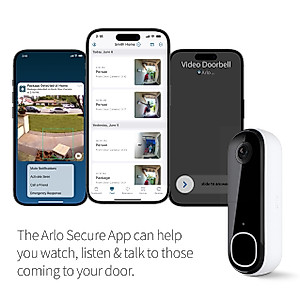 Arlo Video Doorbell 2K | 2nd Gen | Wire-Free/Wired Option, 2-Way Audio, Night Vision, Head to Toe Video View, Integrated Siren | Live Stream | Real Time Notifications |180 Deg Wide View, White