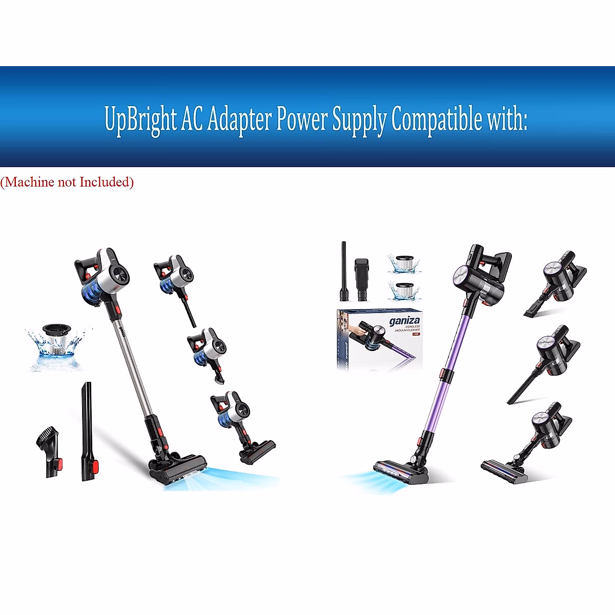 UpBright 27V AC/DC Adapter Compatible with Ganiza V20 V25 V25S 21.6V 22.2V 2200mAh Li-ion Battery Cordless Stick Vac Vacuum Cleaner CS13A270050FUF HCX1501-2700500U 27VDC 0.5A Power Supply Cord Charger