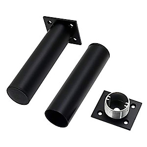 Kyuionty 4 Pack Adjustable Furniture Legs Round 1.5" Dia Thickened Aluminum Alloy Sofa Shelves Table Kitchen Adjustable Feet 6" Height (Black)