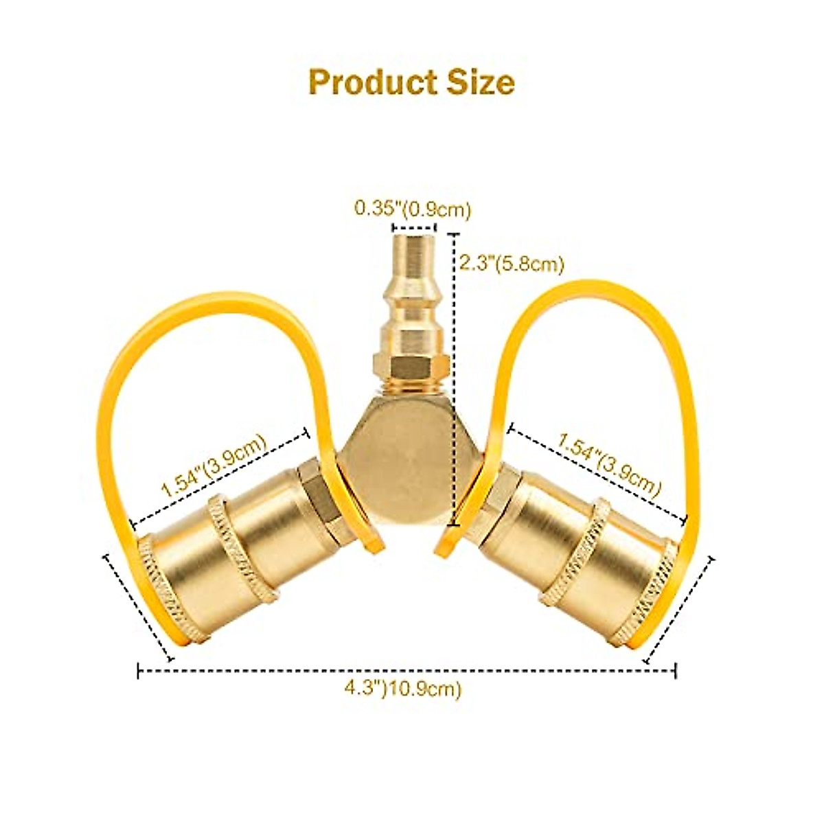Stanbroil Solid Brass 1/4" RV Propane Quick Connect Y Splitter Adapter, Replacement for RV Trailer and Quick Connect Propane Hose Connect to Motorhome Tabletop Grill