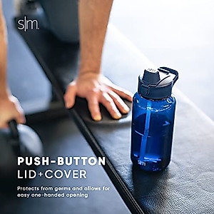 Simple Modern 32oz Water Bottle with Silicone Straw Lid & Motivational Measurement Markers | Reusable BPA-Free Tritan Plastic Lightweight Sports Bottles for Gym | Summit Collection | Blush