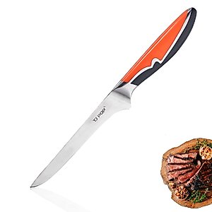 TJ POP Boning Knife, Ultra Sharp Fillet Knife for Fish and Meat, Full-tang Designed, 6 Inch Blade German HC Steel, Comfort Grip Non-slip Handle