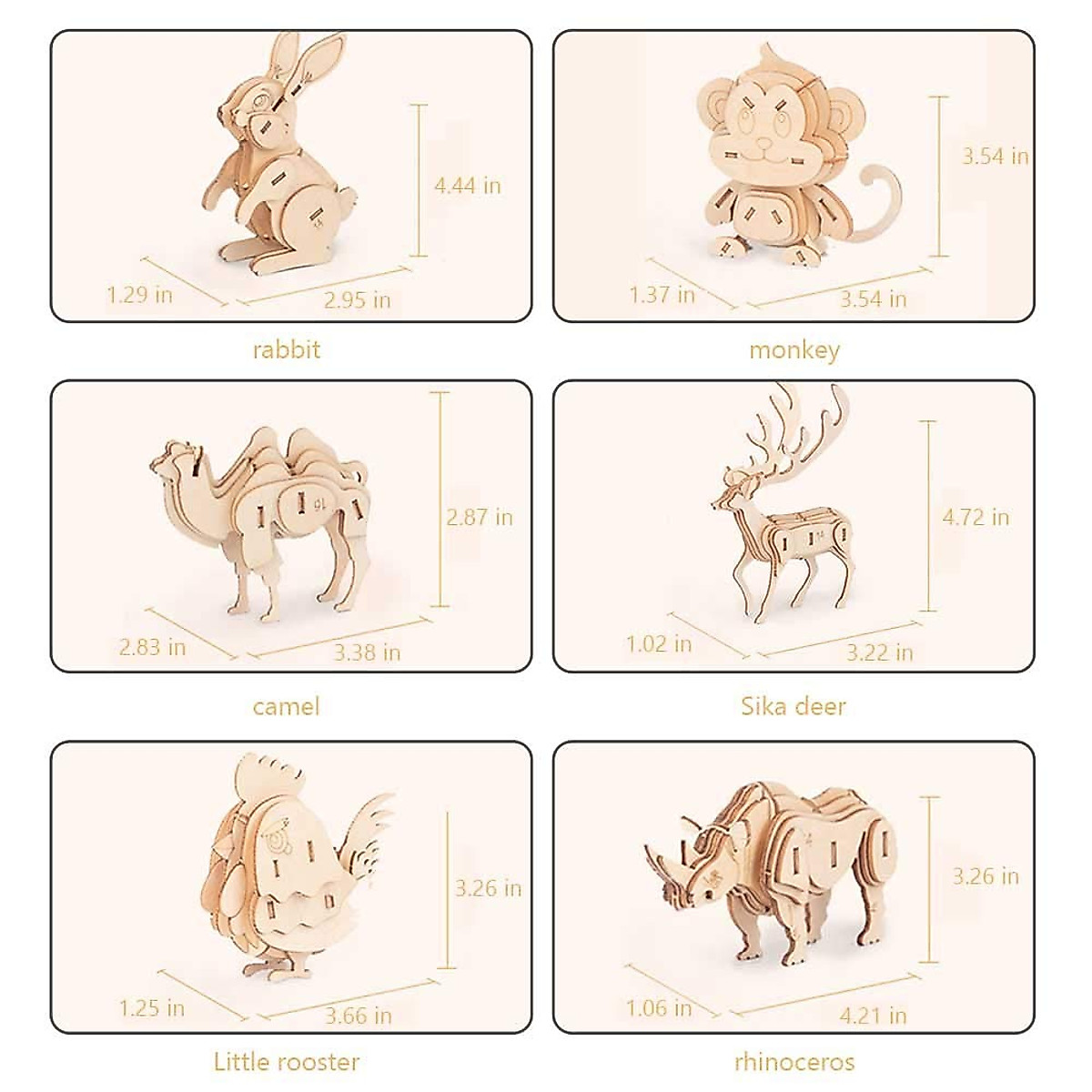 3D Wooden Animal Puzzle Model Kit Toys for Kids Puzzle Build 3D Puzzles Educational Crafts Building Engineering DIY STEAM STEM Learning