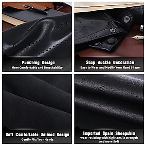 GSG Women's Driving Gloves Fingerless Leather Motorcycle Gloves Unlined Half Finger Black Small