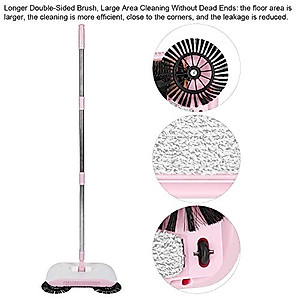 Hand Push Automatic Sweeper Household Hand Push Sweeper Sweeping Machine Mop Broom Dustpan Floor Tools (Pink)