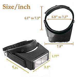 MagDepo Headband Magnifying Glass No Screw with 4 Replaceable Lenses & Cleaning Cloth Handsfree Magnifier Loupe Jewelry Visor for Work, Jewelry Making, Watch Repairing, and Craft