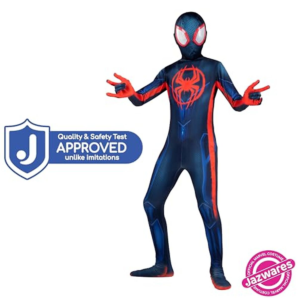 Marvel Miles Morales: Spider-Man Official Youth Deluxe Zentai Costume - Stretch Spandex with Hidden Zippers, Wrist Slits (XS) Multi