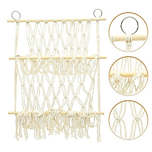 VOSAREA Wall Mounted Bookshelf Hammocks Book Shelf for Kids Rooms Book Shelves Home Decor Macrame Wall Hammock Macrame Woven Tapestry Hand Woven Pendant Iron White Organizer Nordic