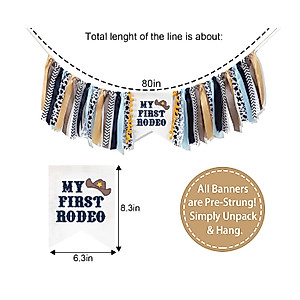 Cowboy 1st Birthday High Chair Banner,My First Rodeo For Kid’S Boy Baby Shower, Barnyard Cow 1st Birthday Party Highchair Decoration Cake Smash, Western Cowboy Backdrop Garland For Photo Props