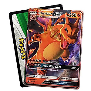 Pokemon SM11.5 Hidden Fates Gx Tin- Charizard + 1 of 3 Foil Pokémon-GX Cards + 4 Booster Pack, Multicolor