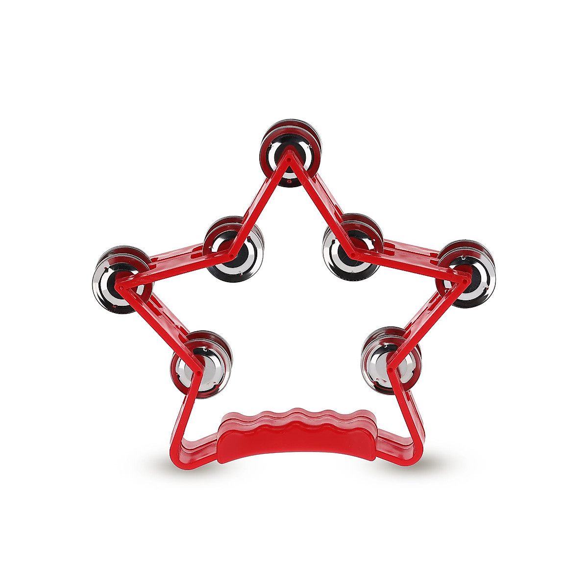 GEWA jingle wreath Star - 14-pairs of chrome-plated jingles - double row - color red