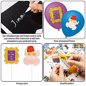 104Pcs Friend Themed Birthday Party Decorations Include The One Where Turn Banners Latex Balloons Cake Toppers Stickers Marked Pen Friend Fans Party Supplies Favors Backdrop Photo pro for Kids Adults