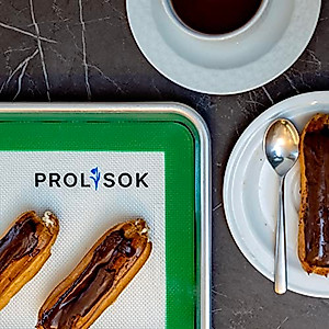 PROLISOK Silicone Baking Mat Pack of 3 – Non-stick Reusable Baking Liners – Food Grade Safe Oven Mats for Cookies, Macarons & Pastry – Half Sheet, Jelly Roll & Quarter Flexible Cooking Mats