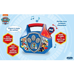 eKids Paw Patrol Toy Mini Boom Box, Built-in Music, Flashing Lights and Sound Effects, Lightweight Portable Musical Toy for Fans of Paw Patrol Toys and Gifts