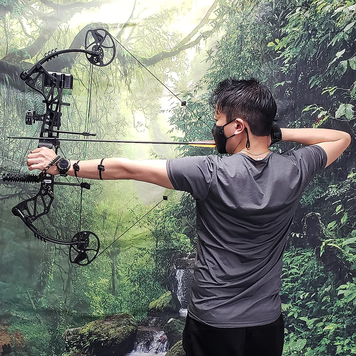 SAS Feud X 30-70 Lbs 19-31" Draw Length Compound Bow Pro Package for Hunting Field Target (Black)