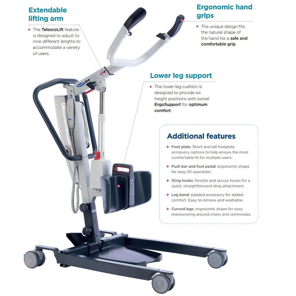 Invacare Stand Assist Premier Series, New to US Market, Compact Electric Lift, Stand-Up Patient Lift, 350 lb. Weight Capacity, ISACOMPACT