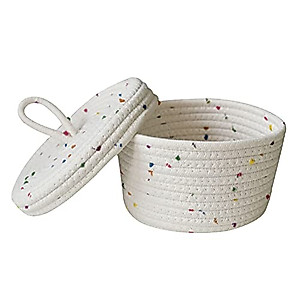 LUOZZY Magazine Basket Cosmetic Organizer Rope Storage Basket for Organizing and Storage Box with Lid
