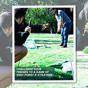 Sidelinx Golf Pong Set - Mash Up of Golf, Cornhole and Pong - Indoor or Outdoor Chipping Practice Game - Perfect Golf Gift for Adults