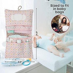 HAMUR Baby Bag Organizer, Portable Stroller Mini Diaper Bag Pouches Travel Gear, Foldable Newborn Baby Essentials must haves bag for Boys & Girls (Elephant)