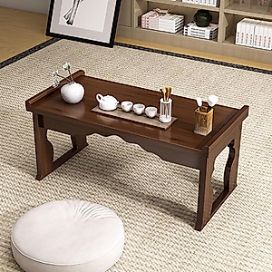 Retro Foldable Coffee Table, Japanese Tatami Table, Bay Window Zen Tea Table, Multifunctional Low Table (Color : A, Size : 60 * 30 * 27.5cm)
