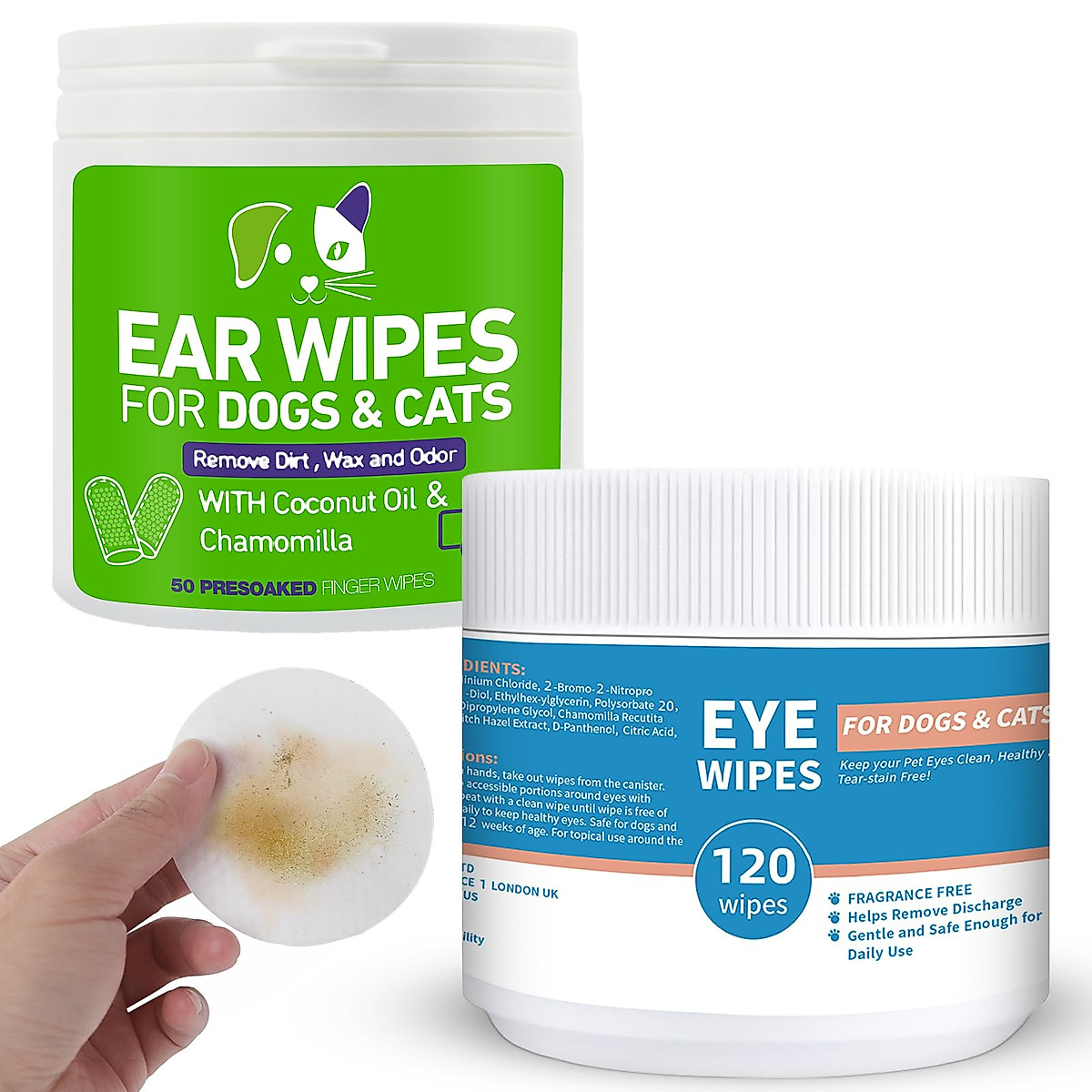 Dog Eye Wipes for Discharges and Dog Ear Finger Wipes