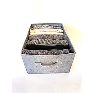 Large Clothes Organizer for Jeans and Sweaters, Sturdy, Stackable, 7 Grid, 2 Handles, Foldable