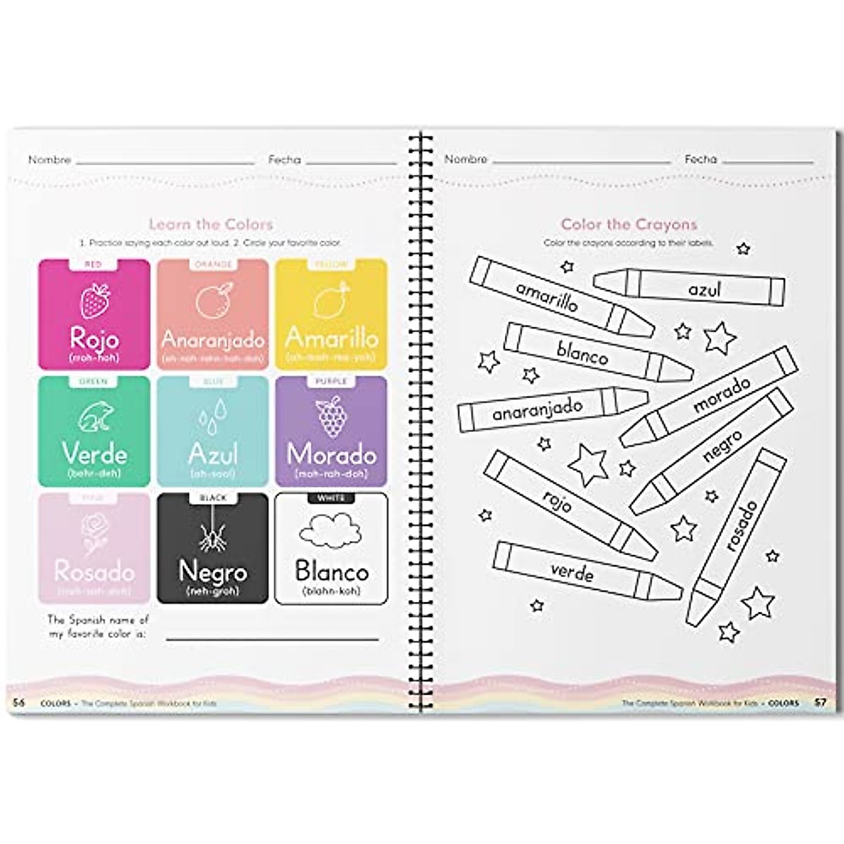 The Spanish Workbook for Kids: A Fun and Easy Beginner's Guide to Learning Spanish for Kids Grades K-5: Learn the Alphabet, Numbers, Colors, Shapes, Senses, Seasons and Other Essential Concepts