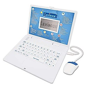 LEXiBOOK JC598i1_01 Educational and Bilingual Laptop French/English-Toy for Children with 124 Activities to Learn Mathematics, Dactylography, Logic, Clock Reading, Play Games and Music
