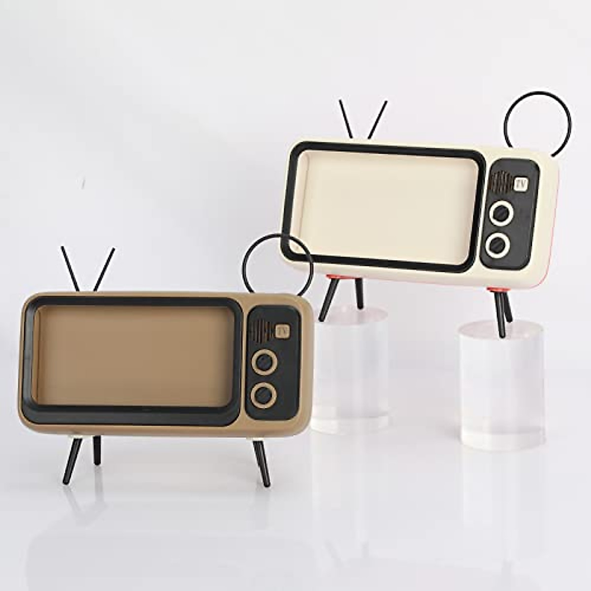 hudiemm0B Phone Holder for Desk, Portable Universal Retro Tv Desktop Mobile Phone Holder Cute Phone Stand for 4.7-5.5 inches Smartphone, Retro Phone Stand for Home, Bedroom, Office, Kitchen