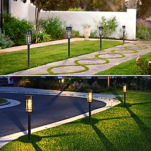 Mancra 8 Pack Solar Pathway Lights Outdoor, LED Solar Garden Lights Glass Stainless Steel Solar Landscape Lights Up to 12 Hrs Outdoor Solar Lights for Lawn Yard Walkway Driveway