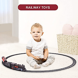 LEYI Classic Train Set Toys 1:87 Round Tracks Railway for Under Christmas Tree Battery Operated Train with Sound and Light Christmas Birthday Gifts for Boys and Girls 3 Cars 2 Trees 12 Tracks