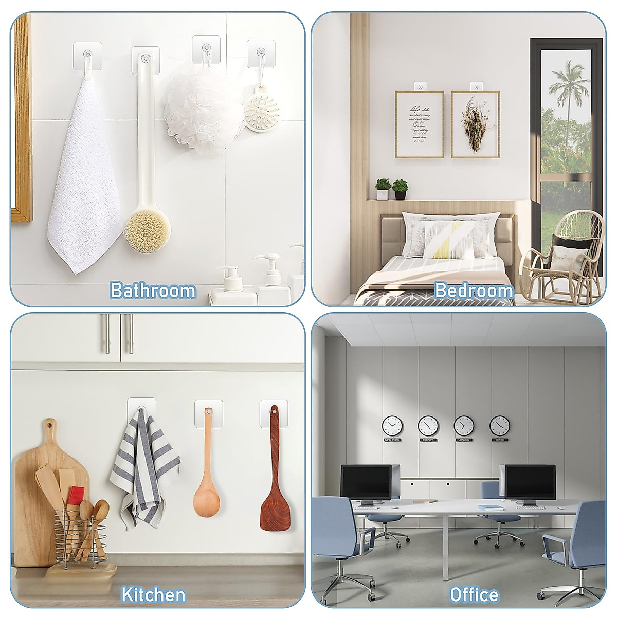 Dimeho 20Pcs Heavy Duty Single Nail Free Picture Hangers without Nails Adhesive Hooks Wall Hangers No Damage Wall Hooks Hanging Reusable Screw Free Sticker for Kitchen Bathroom Home Office Key