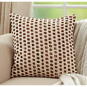 SARO LIFESTYLE June Collection Woven Throw Pillow Cover, 20" x 20", Brown
