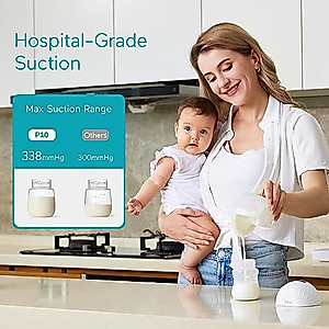 Paruu P10 Hands-Free Breast Pump Wearable, 338mmHg Strong Suction, Low Noise, 4 Modes & 9 Levels, Electric Breast Pump Portable, Smart Display, 19/21/24/28mm Insert/Flange, Easy to Clean, 2 Pack