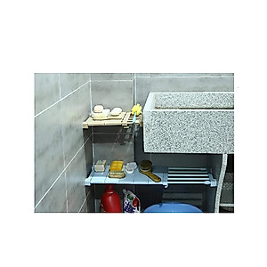 Adjustable Closet Organizer Storage Shelf Wall Mounted Kitchen Rack Space Saving Wardrobe Decorative Shelves Cabinet Holders (24 cm Wide 50-80cm Length, Blue)