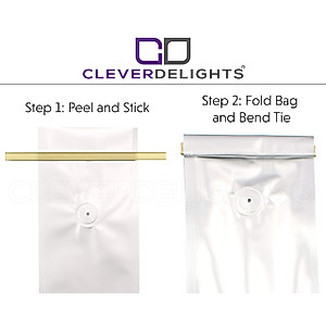 CleverDelights Peel and Stick Tin Ties - 7 Inch - Gold - 100 Pack