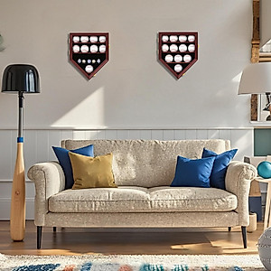 BYOSII Baseball and Championship Ring Display Case 12 Baseball Holders for Balls Display Baseball Ring Display Wall Cabinet with 98% Uv Protection for Collection Autographed Baseball Championship Ring