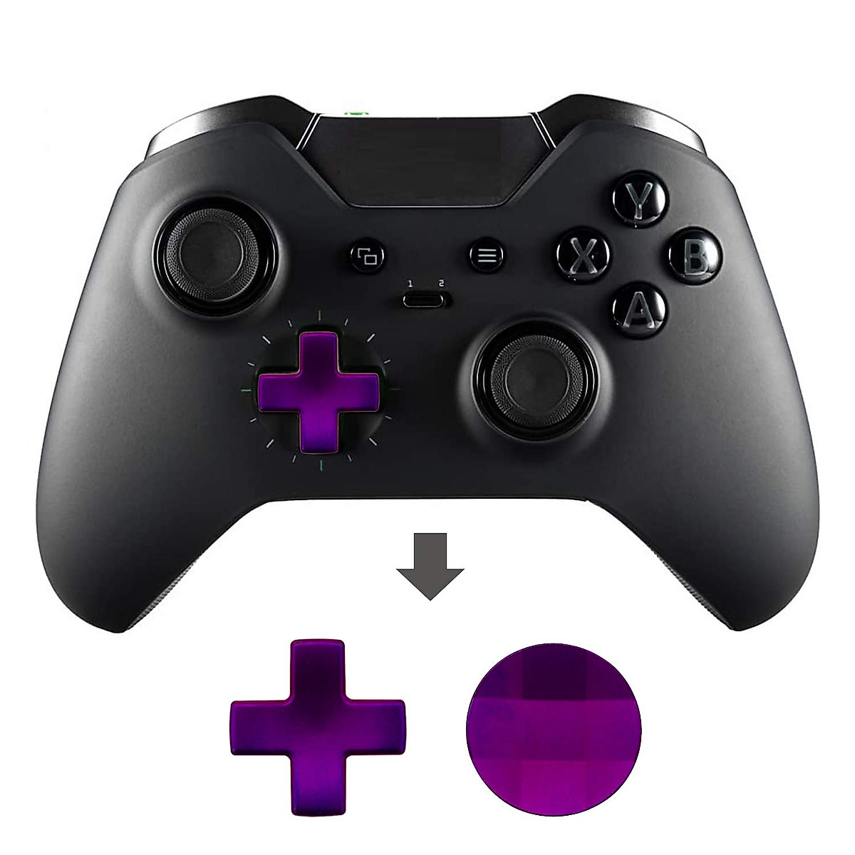 4 Pcs Interchangeable Paddles and 2 D-Pads Metal Stainless Steel Replacement Parts for Xbox One Elite Series 2 Controller & Xbox One Elite Controller (Purple)