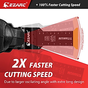EZARC Titanium Oscillating Saw Blades, Extra-Long Oscillating Multitool Blades for Metal, Wood Nails, Screws Cutting, Plastic, 3 Pack