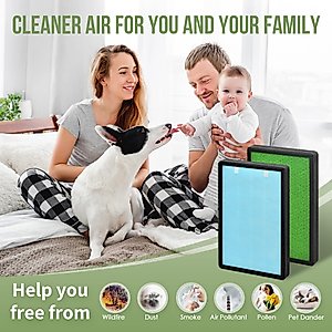 Nisreen PB-P01 Replacement Filter Compatible with Pro Breeze Air Pu-rifier Filter Replacement Model PB-P01, Compare to Part# PB-P01F, 4-IN-1 PB-P01F-US Filter with H13 True HEPA, 2-Pack