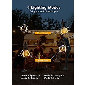 Brightown Outdoor Led String Lights with Remote108Ft(98+10) Patio Lights for Outside with 52 Shatterproof Bulbs(2 Spare), Waterproof Hanging Lights for Backyard Bistro Garden Cafe, E12 Socket