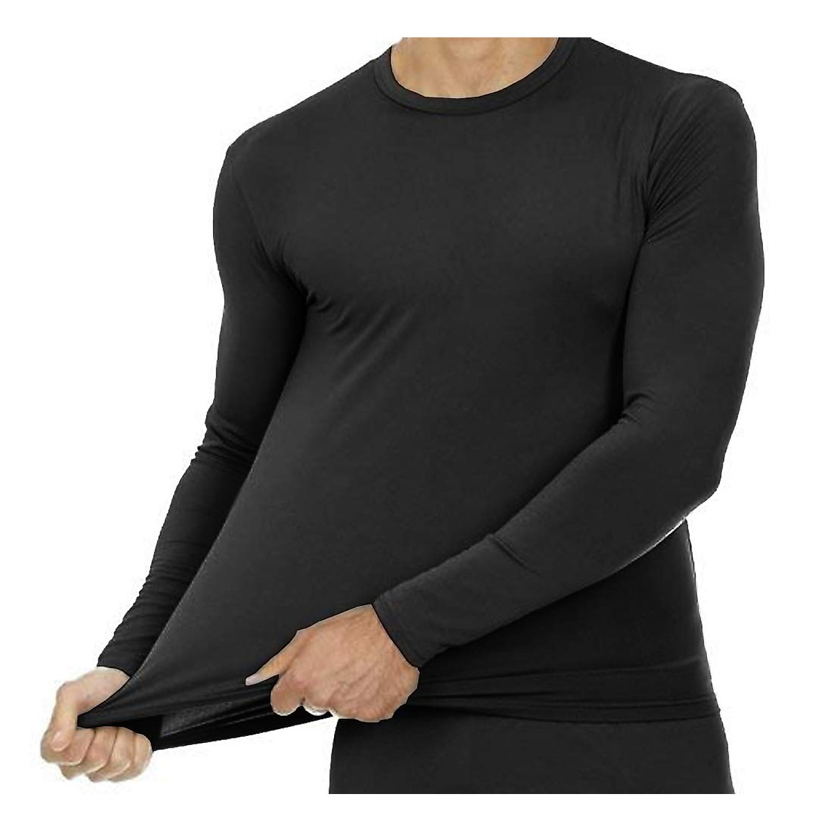 9M Men's Ultra Soft Thermal Underwear Base Layer Long Johns Set with Fleece Lined, Black, Large