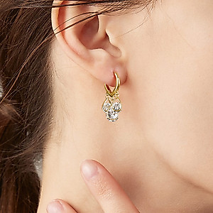 Awinesn Gold Earrings for Women Sparkly 5A Cubic Zirconia Earrings Danity 14k Gold Plated Hoop Dangle Earrings Statement Dangling Earrings Jewelry Gifts for Women