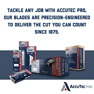 AccuTec Pro Single Edge Aluminum Backed Razor Utility Blades with Display - 100-Pack - .009" Made of High Carbon Steel for Edge Flexibility and Durability - APBL-7065
