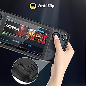 ProCase Upgraded Flip Case for Steam Deck/Steam Deck OLED with Front Cover 2023, Protective Case with Magnetically Detachable Front Shell Cover Accessories -Black