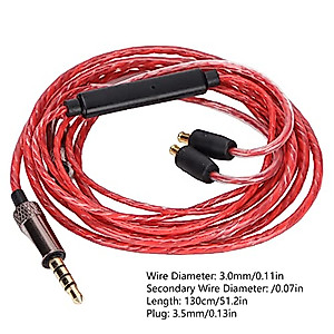 Earphone Cable, Strong Corrosion Resistance Ergonomic Audio Cord for CKR90 CKR100 LS50 LS70 for E50 E70 LS200 LS300 LS400