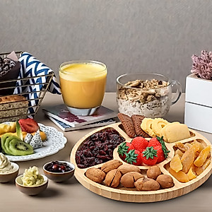 Round Cheese Board, Large Charcuterie Board 10 inch, Bamboo Cheese Serving Platter for Dinner, Party or Wedding, Fruit Tray for Daily Entertaining Guests