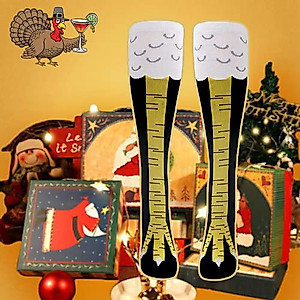 FITTEE Novelty Funny Crazy Chicken Feet Socks Knee-High Turkey Socks Funny Gifts (Yellow, Medium)